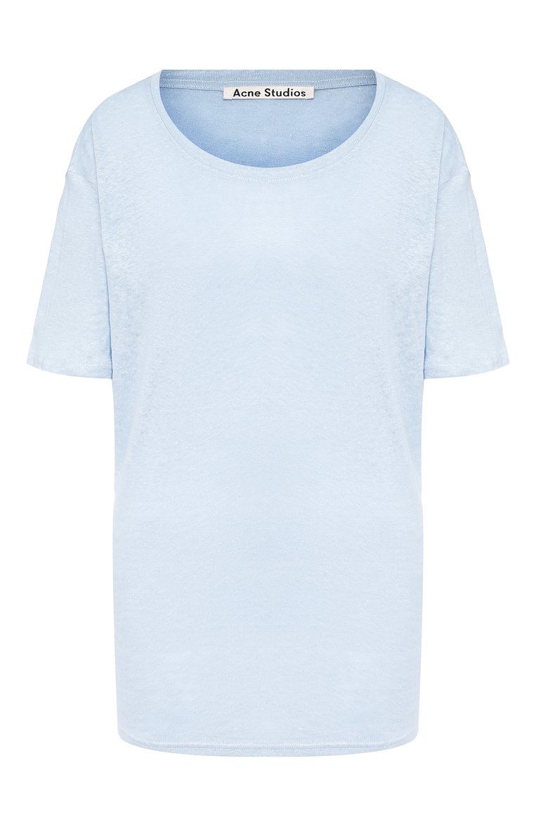 Женская голубая льняная футболка ACNE STUDIOS купить в интернет ...