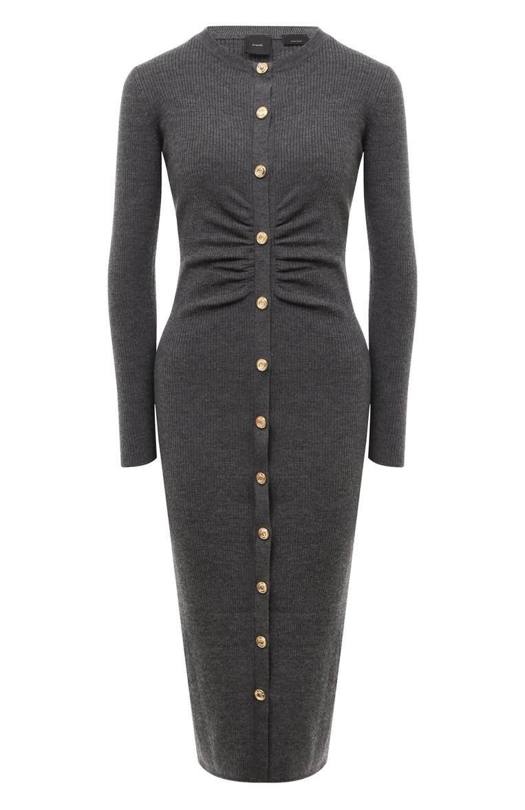 Женское темно-серое шерстяное платье PINKO купить в интернет-магазине ...