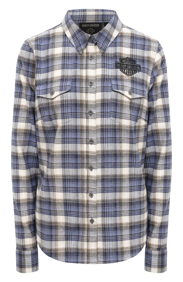 Женская синяя хлопковая рубашка HARLEY-DAVIDSON купить в интернет ...