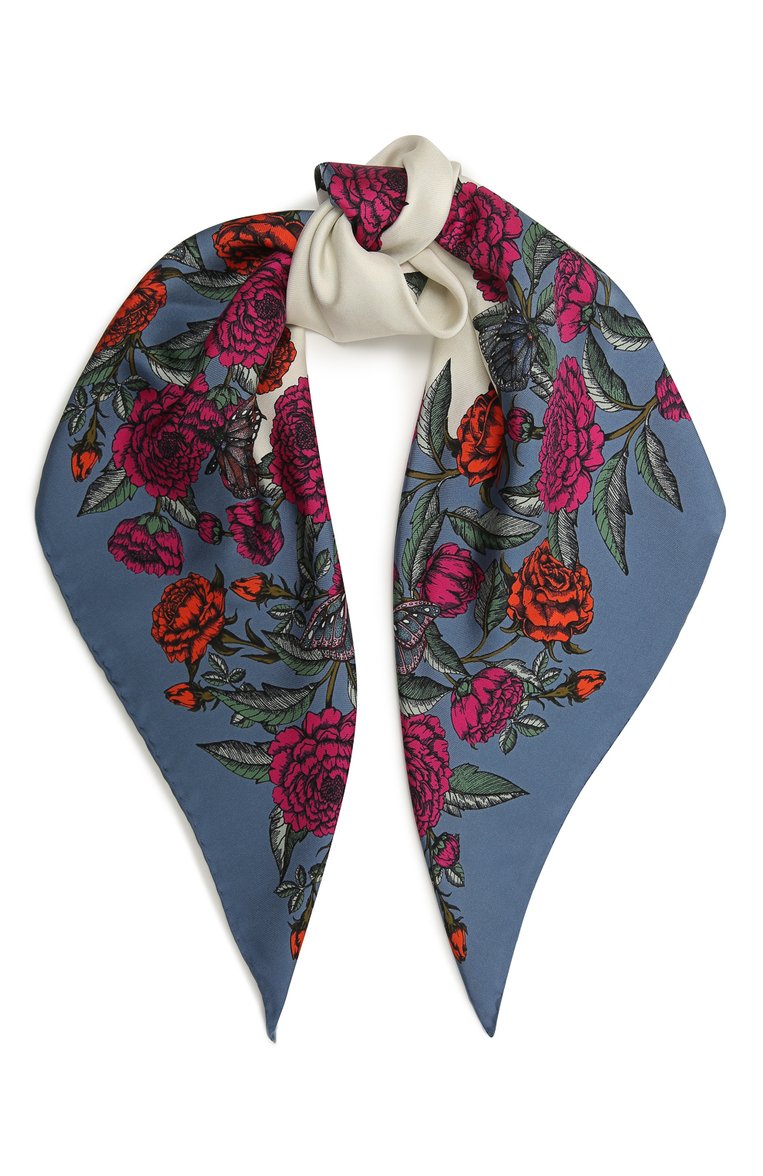 Женский синий шелковый платок VALENTINO купить в интернет-магазине ЦУМ ...