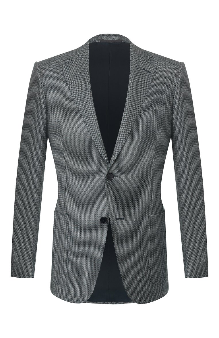 Мужской бирюзовый пиджак из смеси шелка и шерсти ZEGNA купить в ...
