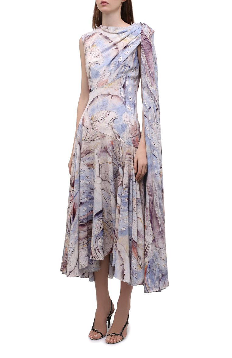 Женское разноцветное шелковое платье ALEXANDER MCQUEEN купить в ...