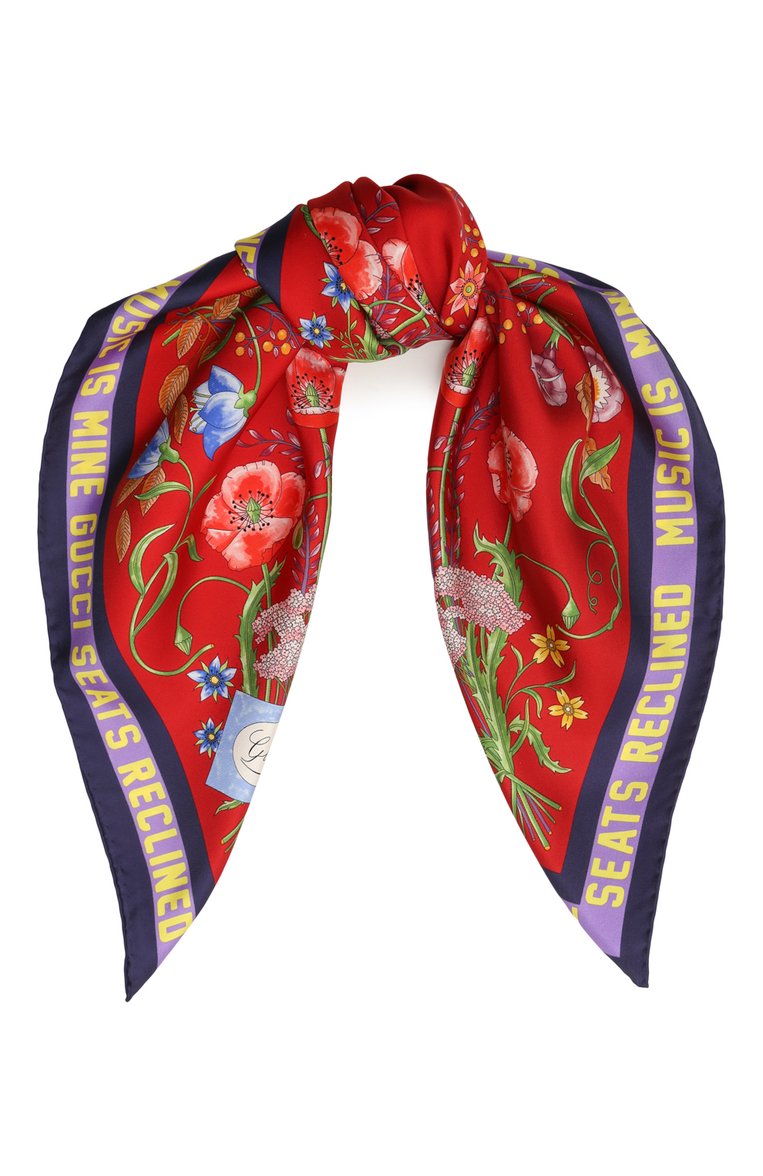 Женский красный шелковый платок GUCCI купить в интернет-магазине ЦУМ ...