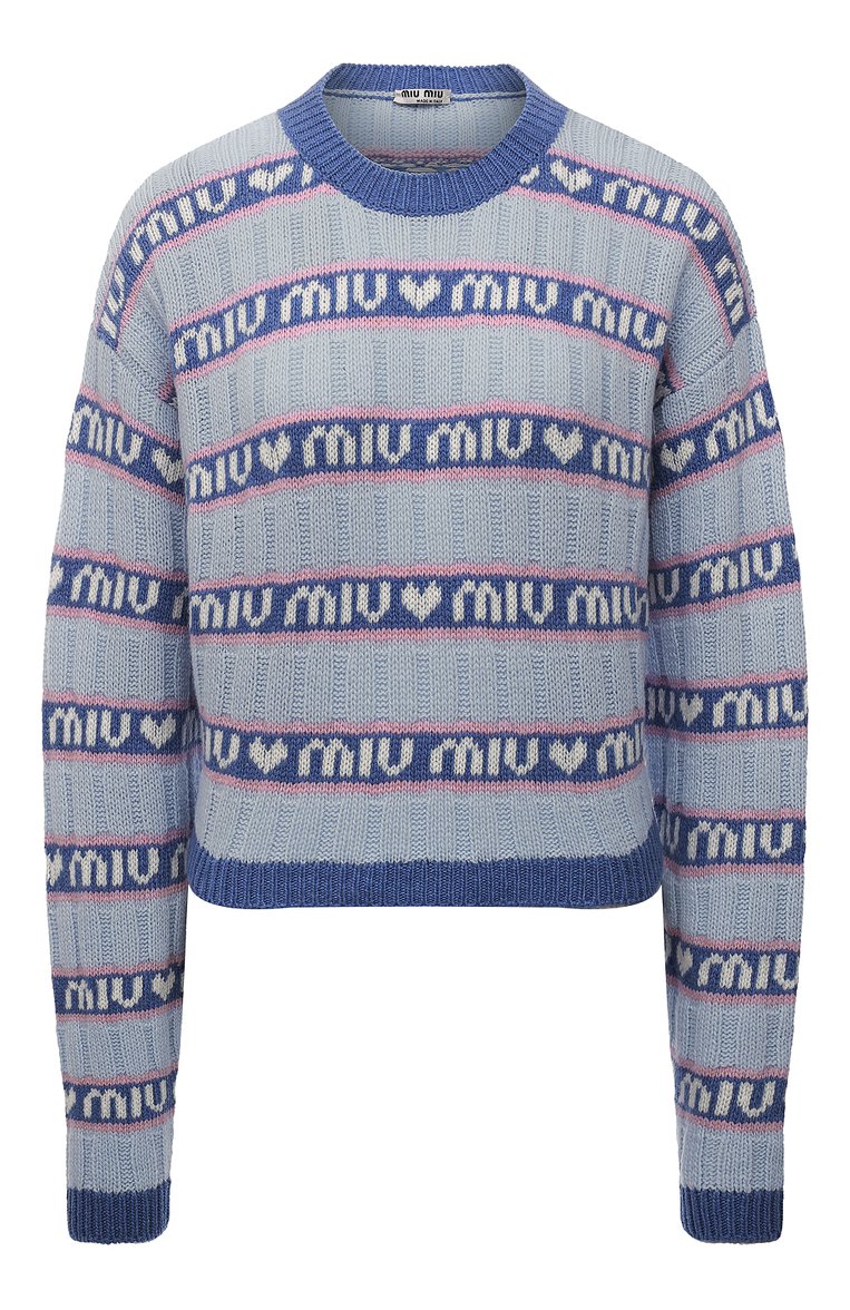 Женский голубой шерстяной свитер Miu Miu купить в интернет магазине ЦУМ арт Mml427 1rr1 F0013