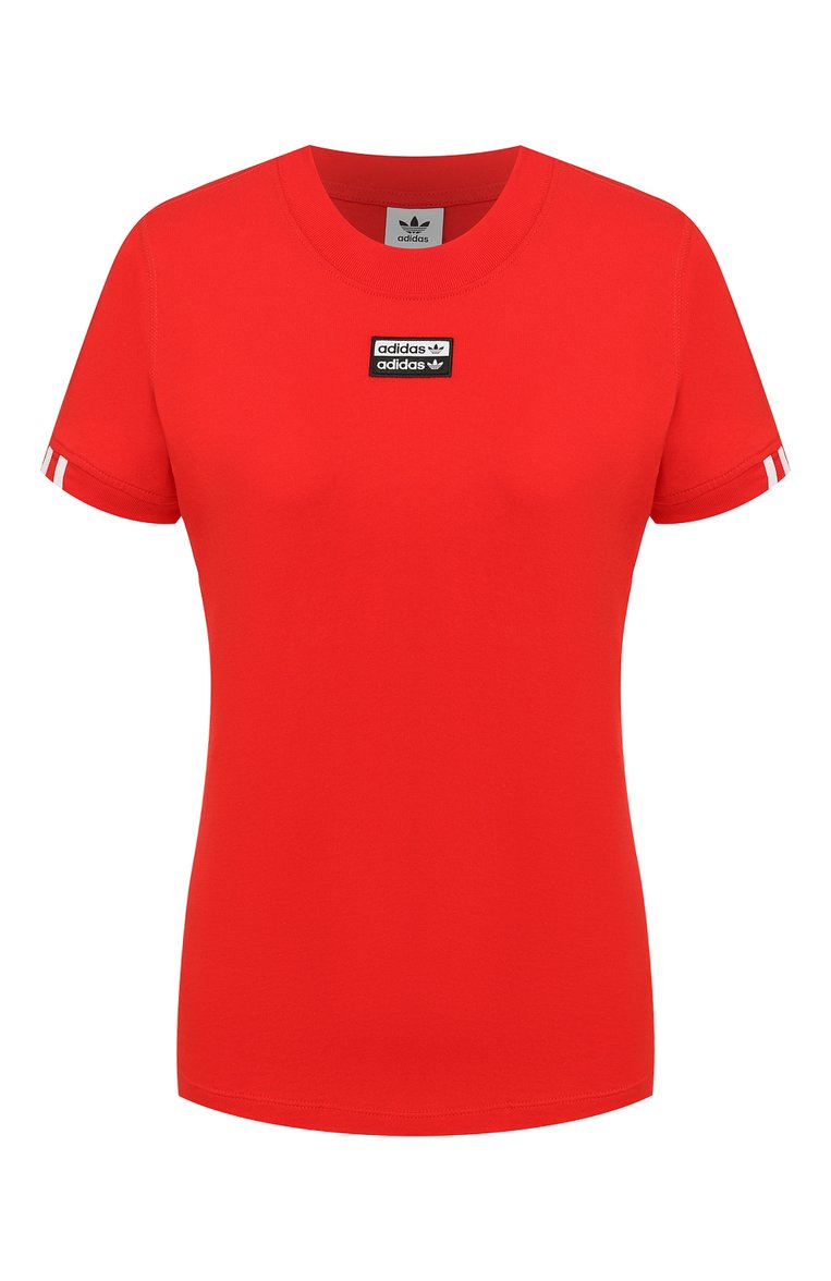 Женская красная хлопковая футболка ADIDAS ORIGINALS купить в интернет ...