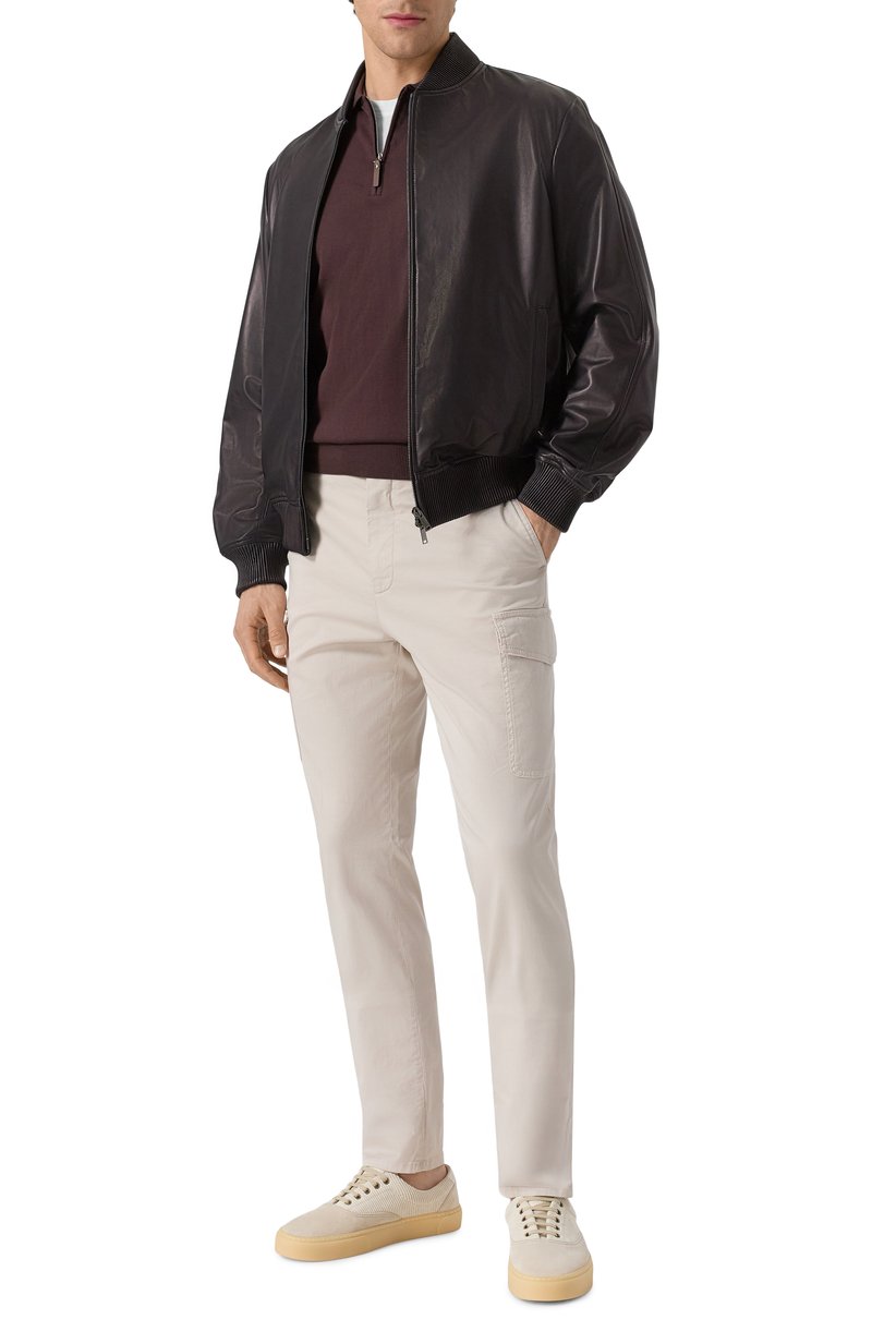 Мужской темно-синий кожаный бомбер MVST купить в интернет-магазине ЦУМ ...