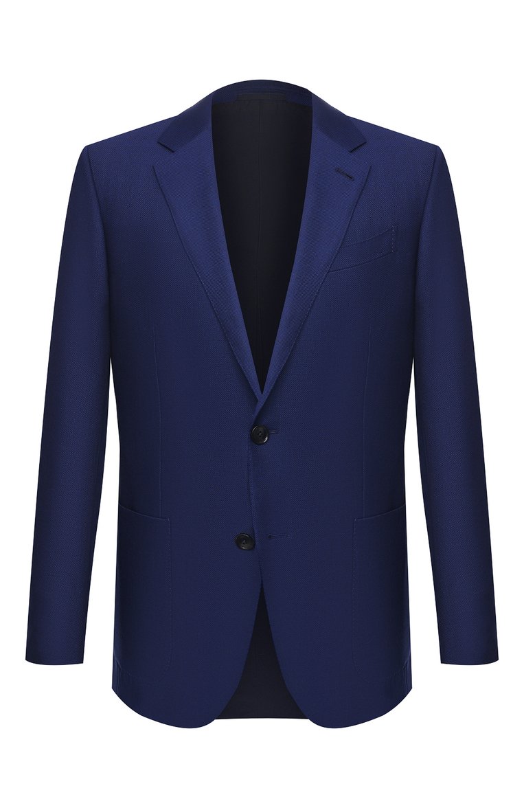 Мужской синий пиджак из шерсти и шелка ZEGNA купить в интернет-магазине ...