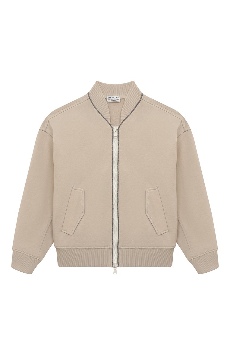 Хлопковая толстовка BRUNELLO CUCINELLI бежевого цвета для девочек ...