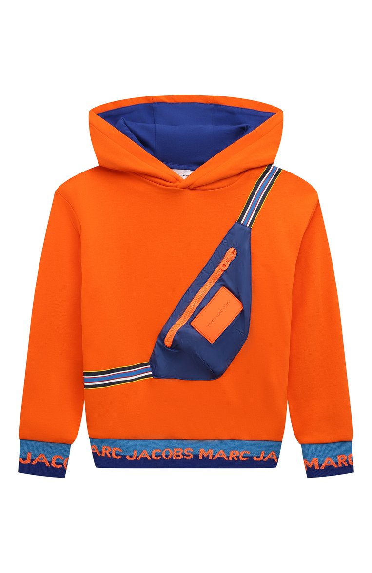 Хлопковое худи MARC JACOBS (THE) оранжевого цвета для мальчиков ...