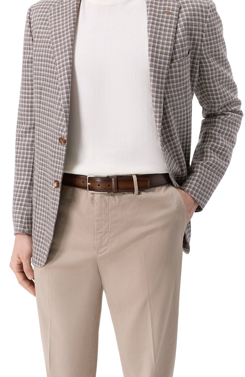 Мужской коричневый кожаный ремень SANTONI купить в интернет-магазине ...