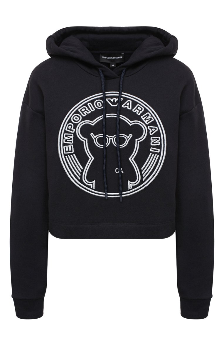 Женский синий хлопковое худи EMPORIO ARMANI купить в интернет-магазине ...