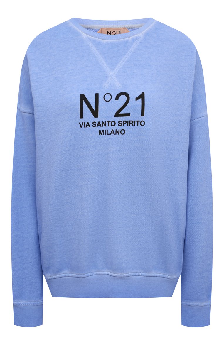 Женский голубой хлопковый свитшот N21 купить в интернет-магазине ЦУМ ...