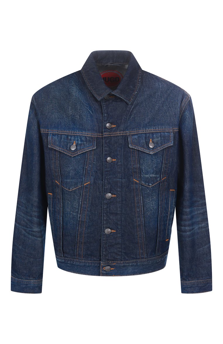 Мужская темно-синяя джинсовая куртка HUGO купить в интернет-магазине ...