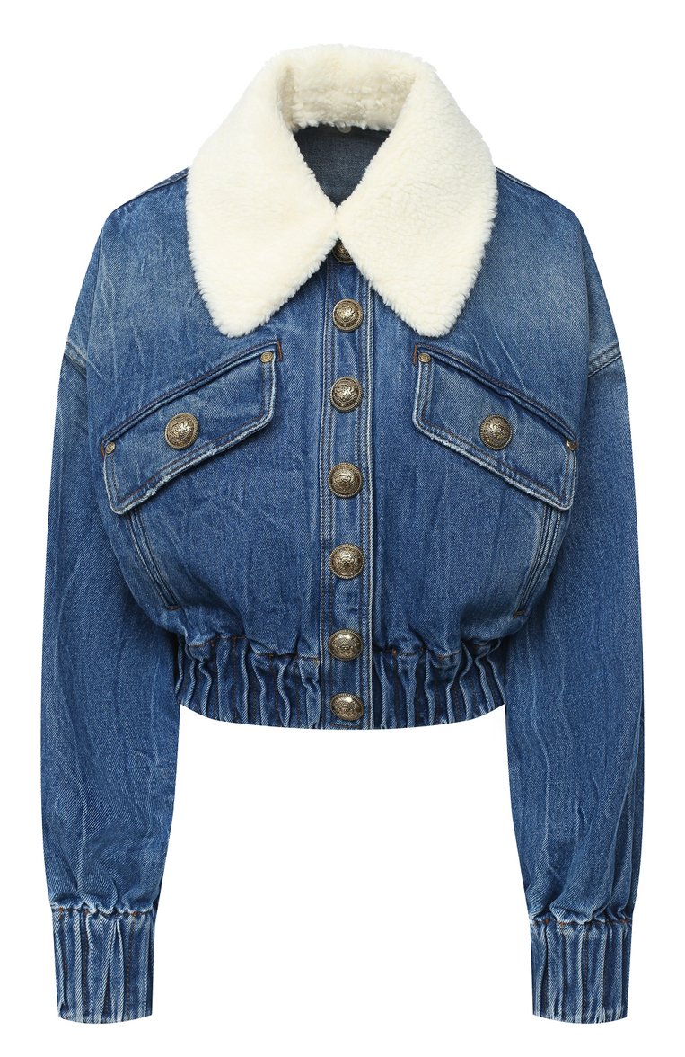 Женская синяя джинсовая куртка BALMAIN купить в интернет-магазине ЦУМ ...