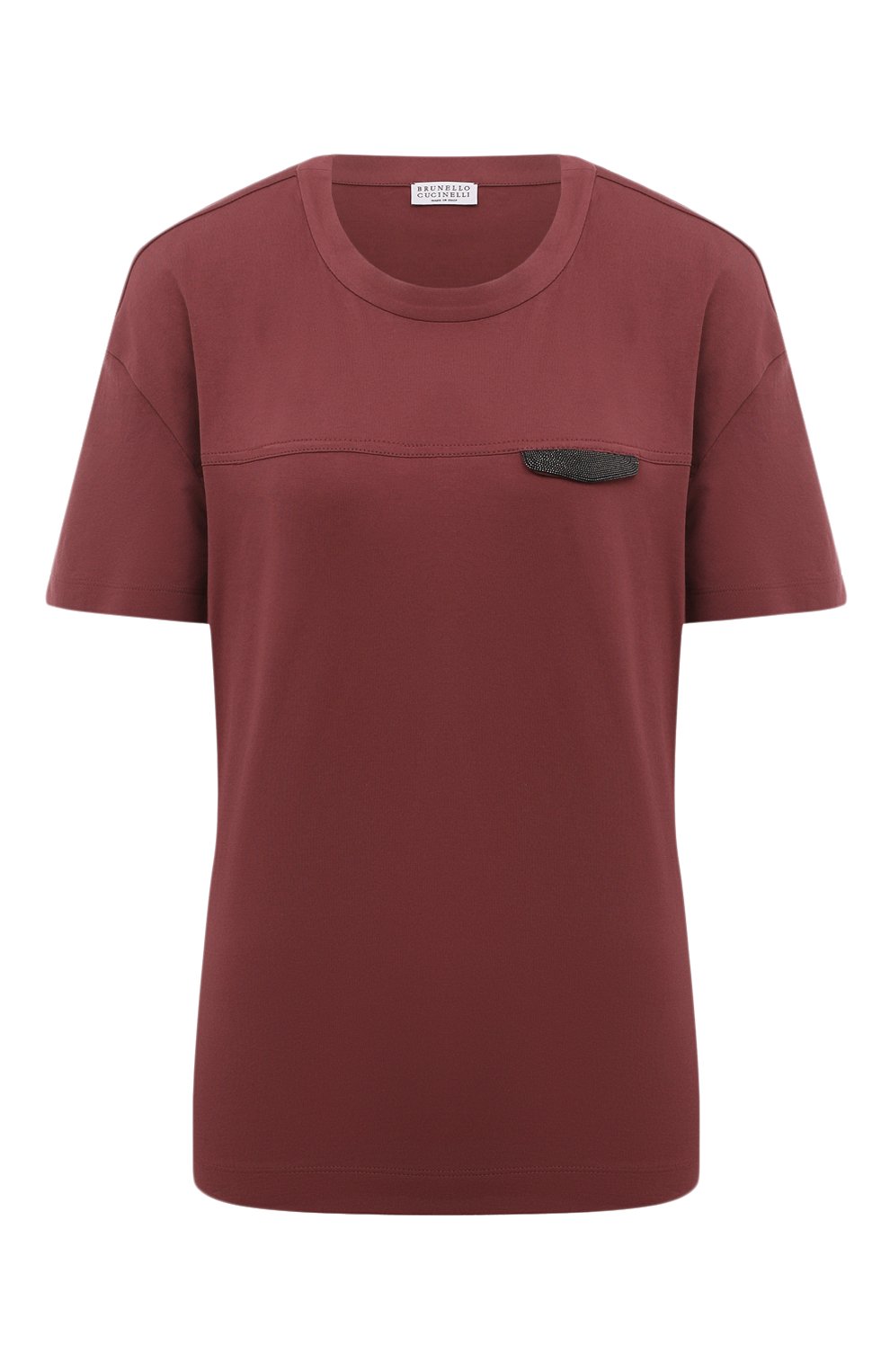 Женская бордовая хлопковая футболка BRUNELLO CUCINELLI купить в ...