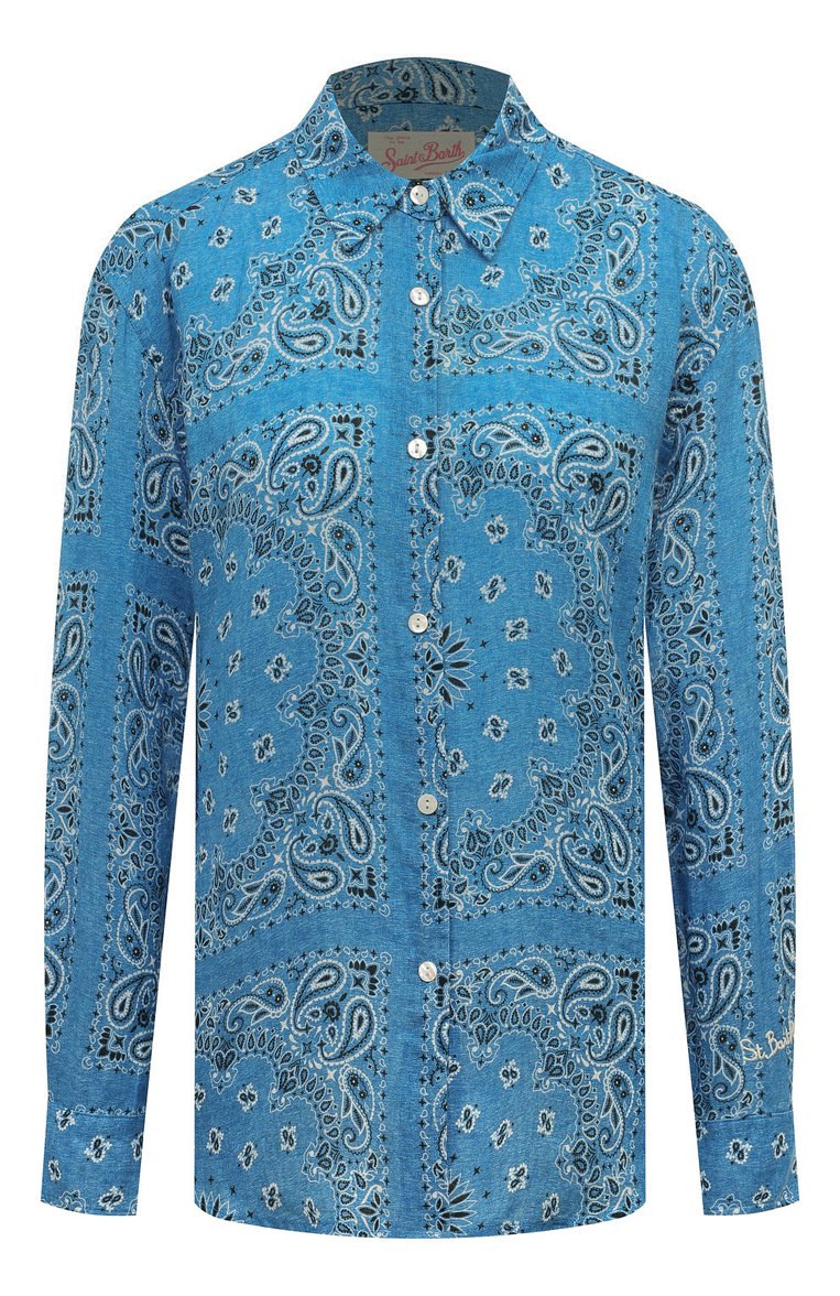 Женская голубая льняная рубашка MC2 SAINT BARTH купить в интернет ...