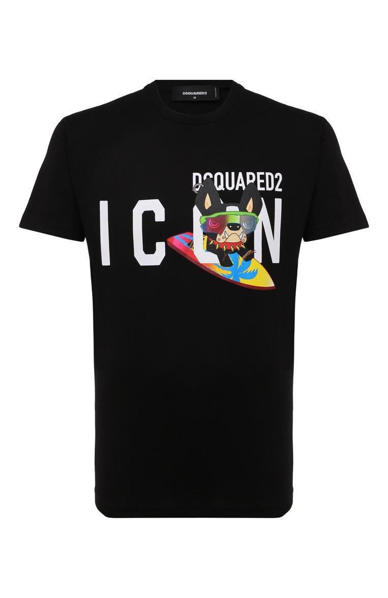 Мужская черная хлопковая футболка icon DSQUARED2 купить в интернет ...