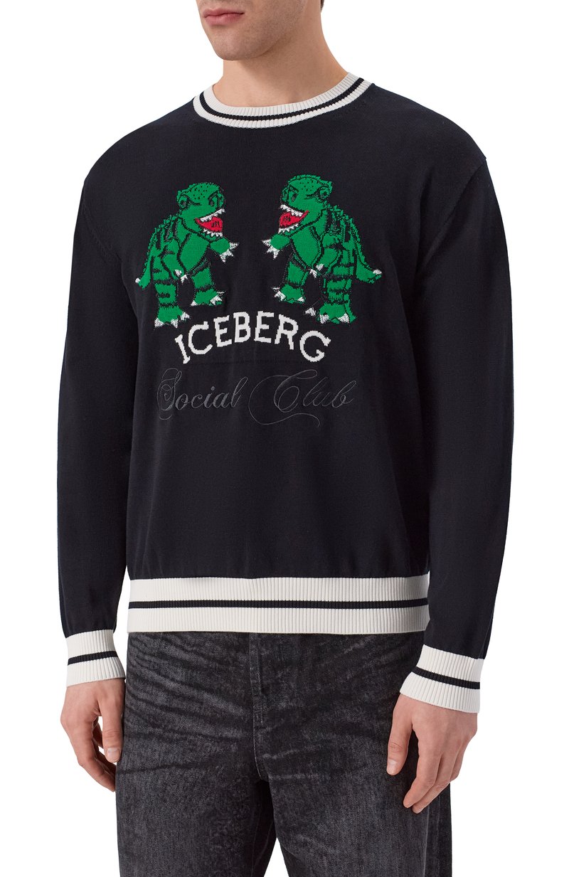 Мужской черный хлопковый джемпер ICEBERG купить в интернет-магазине ЦУМ (арт. A004/9505)