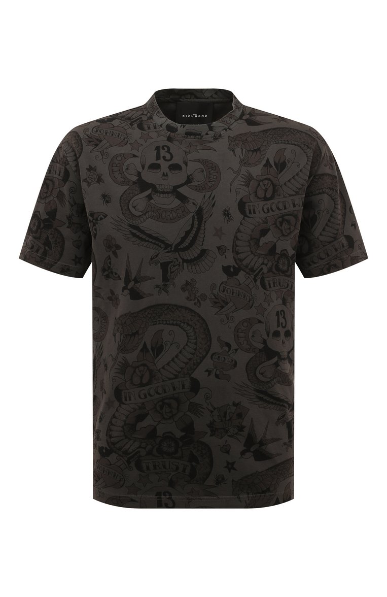 Мужская черная хлопковая футболка JOHN RICHMOND купить в интернет ...