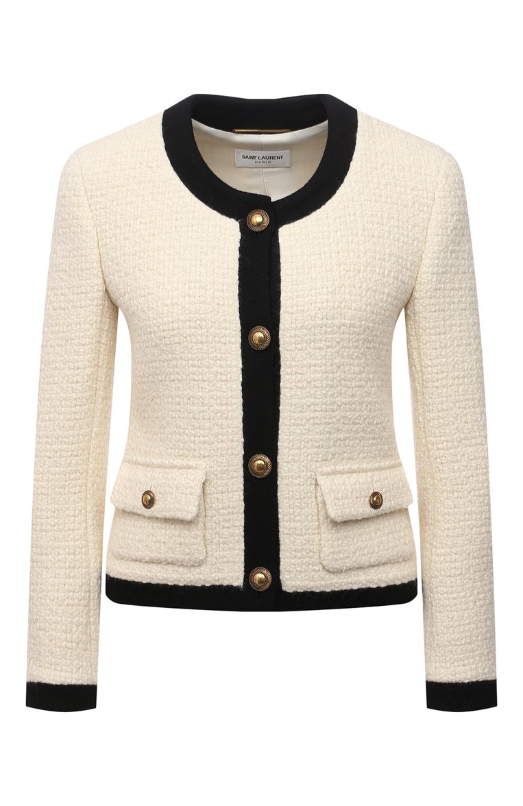Женский кремовый шерстяной жакет SAINT LAURENT купить в интернет ...