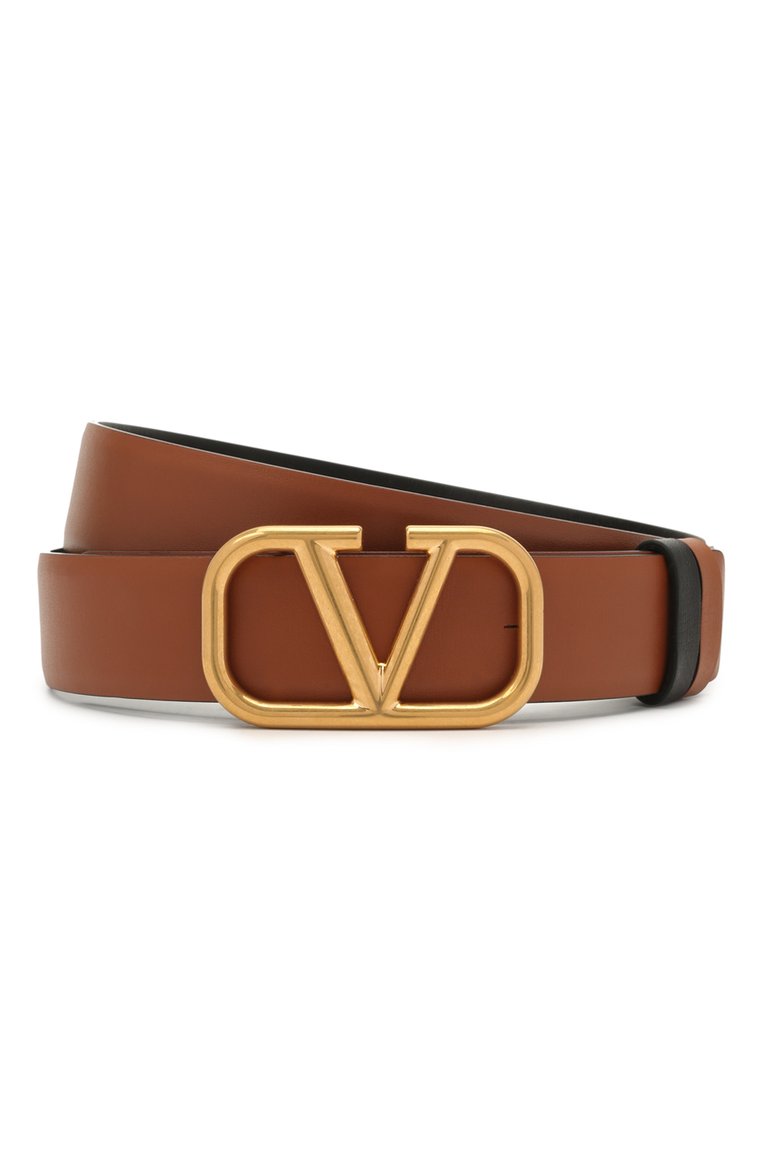 Женский коричневый двусторонний кожаный ремень vlogo VALENTINO купить в ...