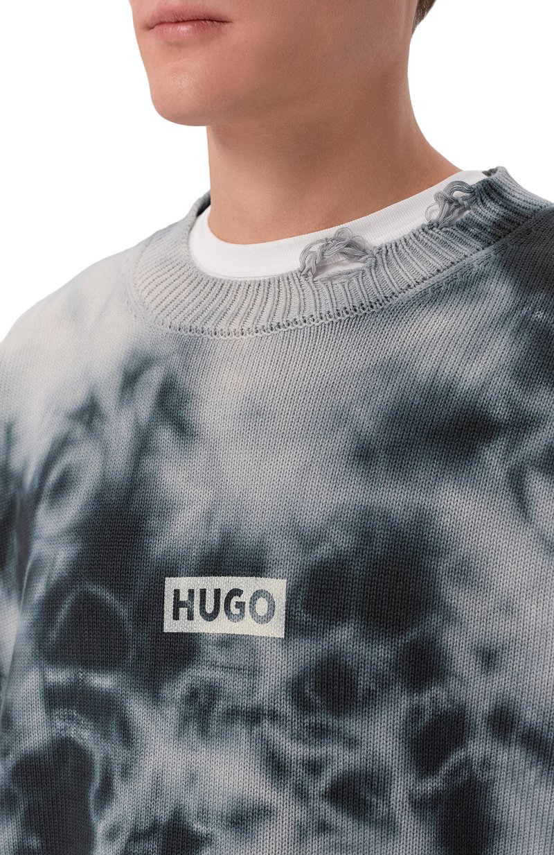 Мужской серый хлопковый свитер HUGO BLUE купить в интернет-магазине ЦУМ ...