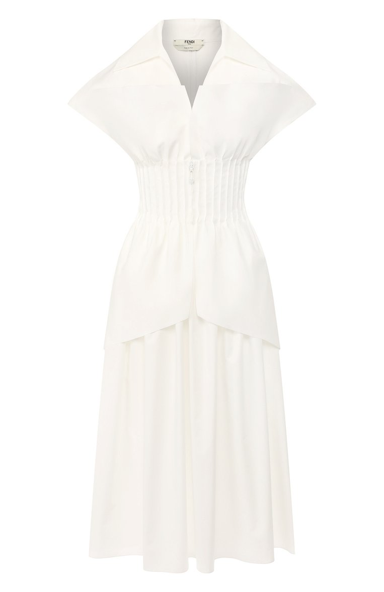 Женское белое хлопковое платье FENDI купить в интернет-магазине ЦУМ ...