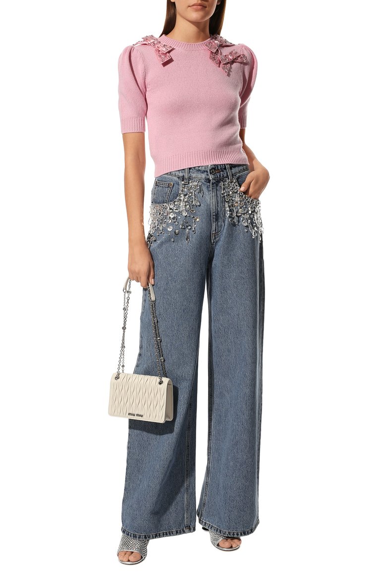 Женский розовый кашемировый пуловер Miu Miu купить в интернет магазине ЦУМ арт Mml462 1jx7