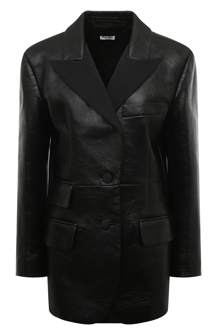 Женский черный кожаный жакет Miu Miu купить в интернет магазине ЦУМ арт Mpg447 1snt F0002