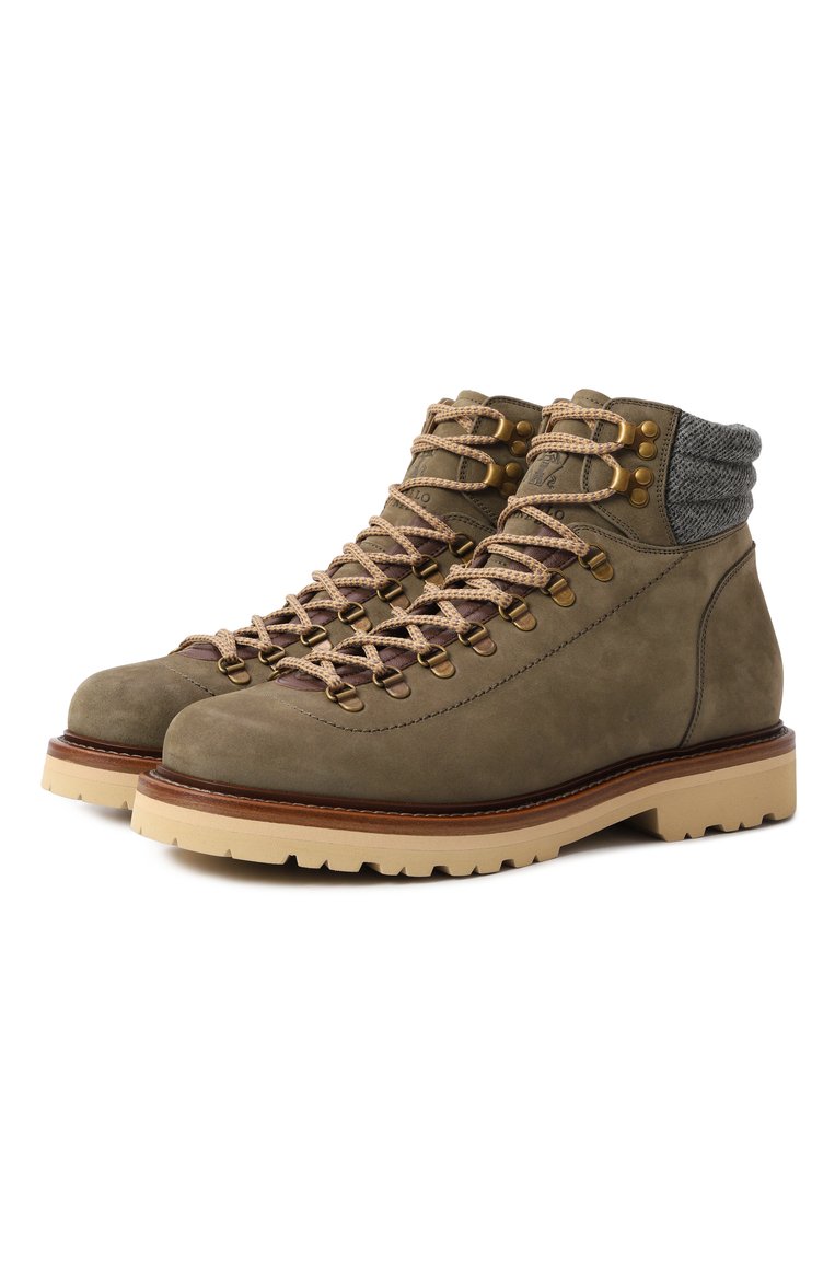 Мужские хаки хайкеры mountain из нубука BRUNELLO CUCINELLI купить в ...