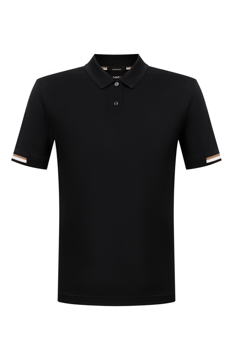 Мужское темно-синее хлопковое поло BOSS купить в интернет-магазине ЦУМ ...