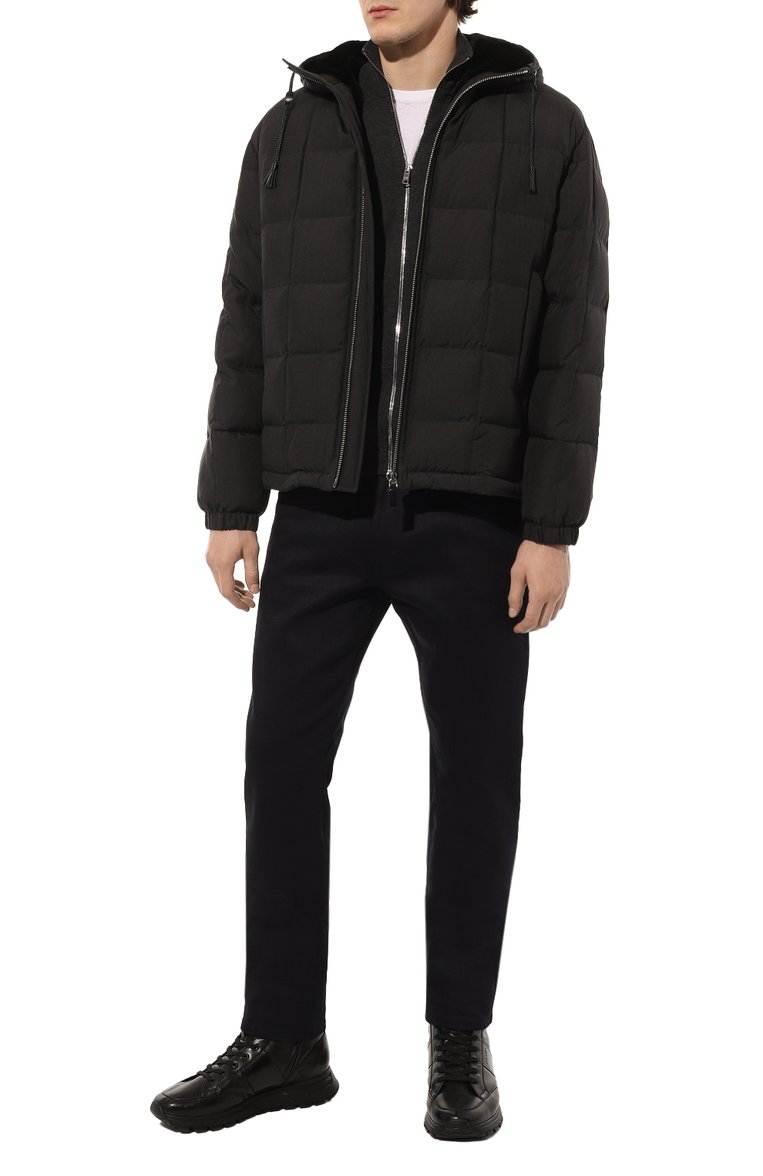 Мужская темно-серая пуховик westernbrook на молнии с капюшоном LORO ...