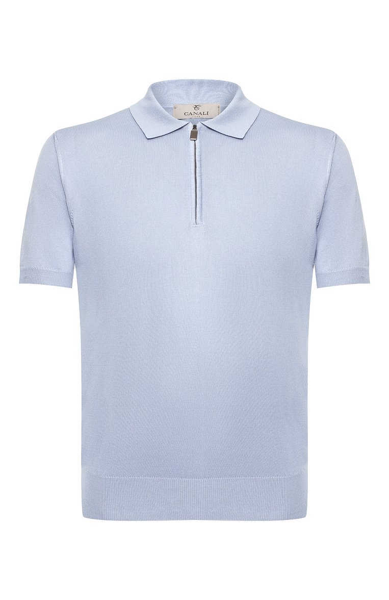 Мужское голубое поло из смеси шерсти и шелка CANALI купить в интернет ...