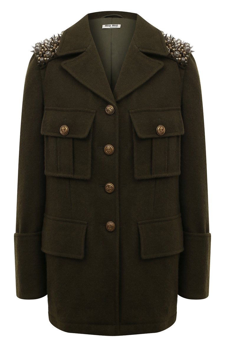 Женский хаки шерстяной жакет Miu Miu купить в интернет магазине ЦУМ арт Mh1725 1zqt F0161