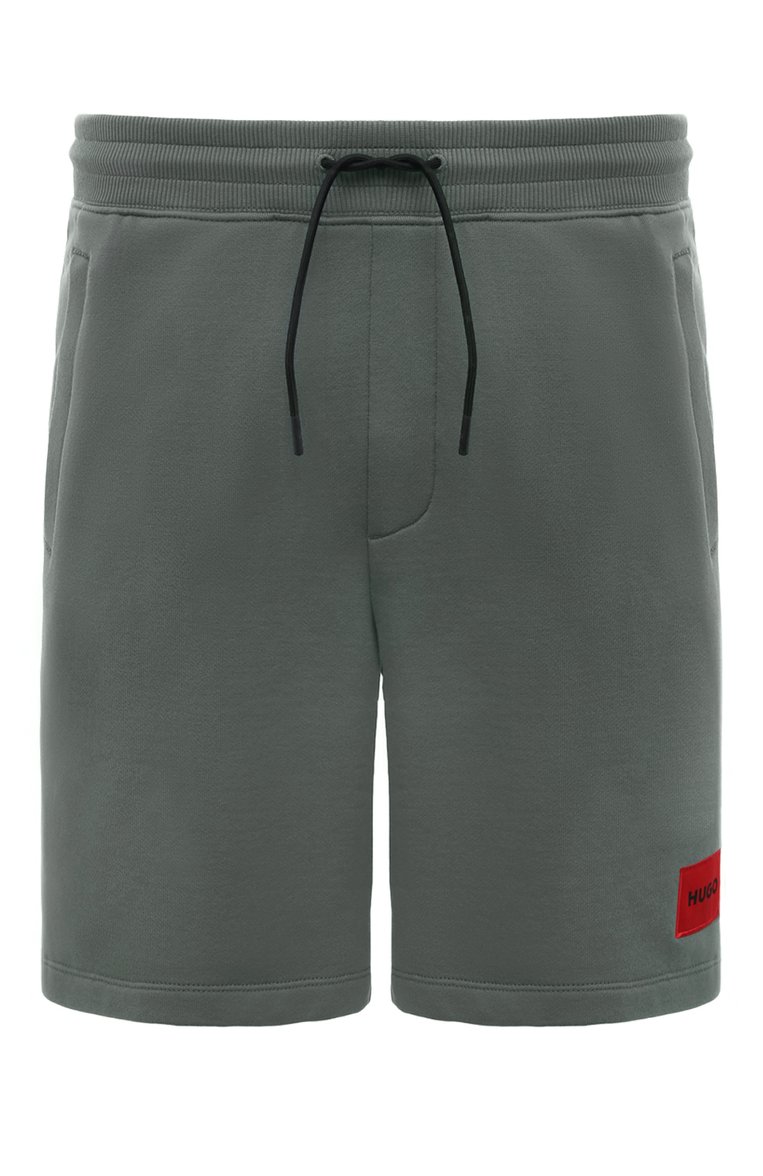 Мужские зеленые хлопковые шорты HUGO купить в интернет-магазине ЦУМ ...