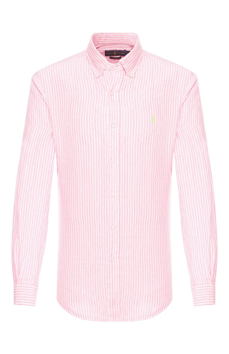 Мужская розовая льняная рубашка POLO RALPH LAUREN купить в интернет ...