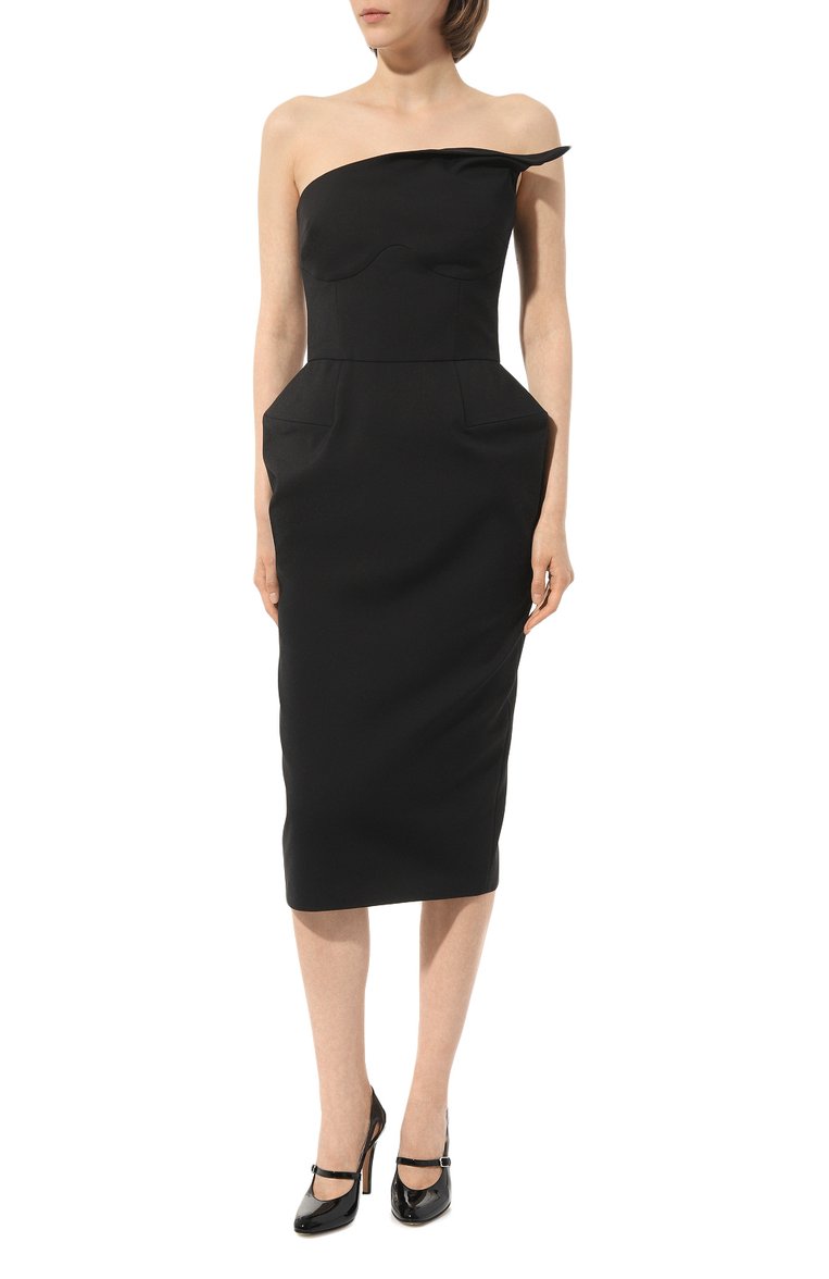 Женское черное платье из хлопка и кашемира BORNE BOURGEOIS купить в интернет-магазине ЦУМ, арт ...