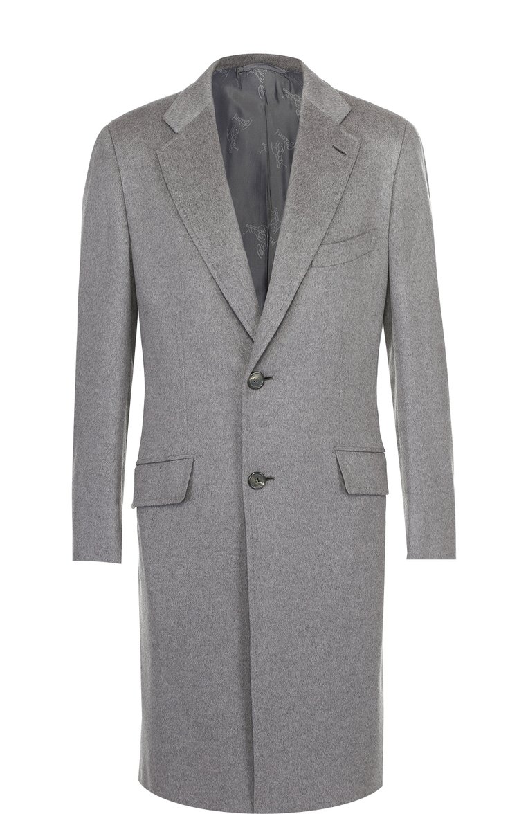 Мужской серый однобортное пальто из смеси шерсти и кашемира BRIONI ...