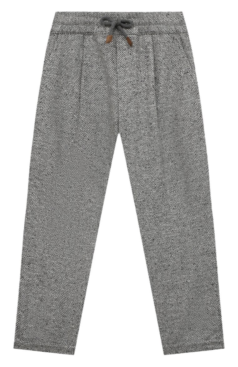 Шерстяные брюки BRUNELLO CUCINELLI детские серого цвета — купить в ...