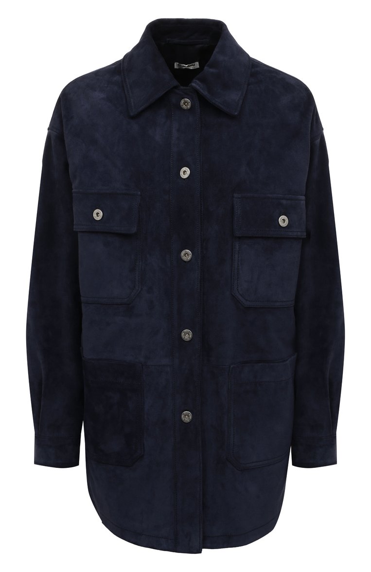 Женская темно синяя замшевая куртка Miu Miu купить в интернет магазине ЦУМ арт Mpv801 054 F0016