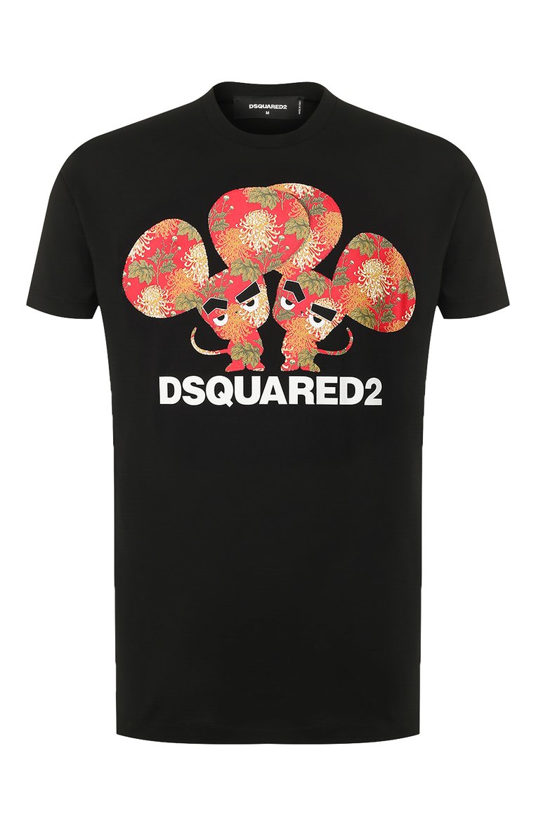 Мужская черная хлопковая футболка DSQUARED2 купить в интернет-магазине ...
