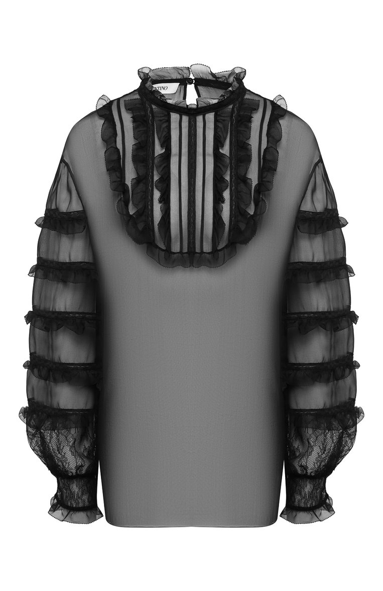 Женская черная шелковая блузка VALENTINO купить в интернет-магазине ЦУМ ...