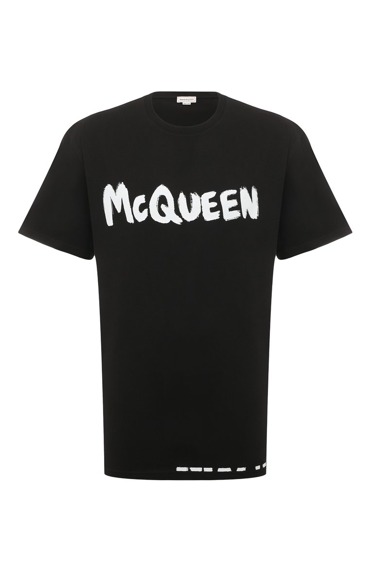 Мужская черная хлопковая футболка ALEXANDER MCQUEEN купить в интернет ...