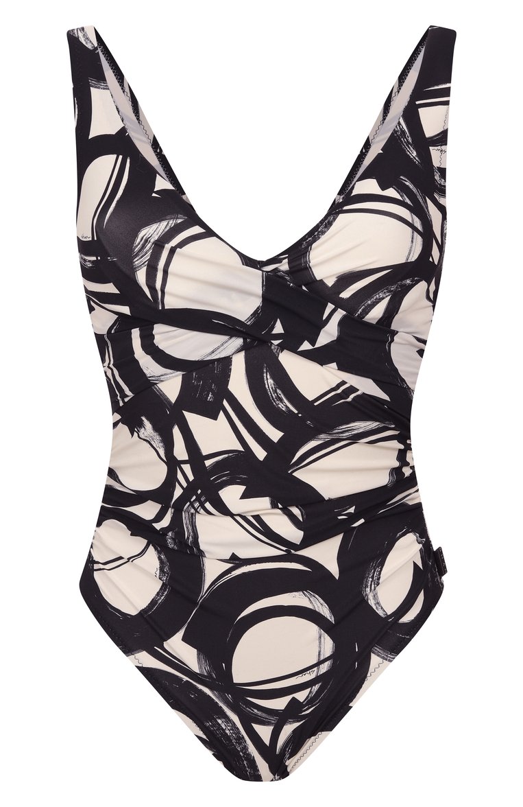 Женский черно-белый слитный купальник SHAN купить в интернет-магазине ...