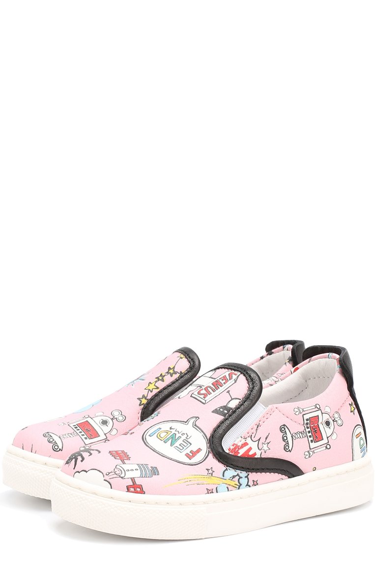 Кожаные слипоны с принтом FENDI розового цвета — купить в интернет ...