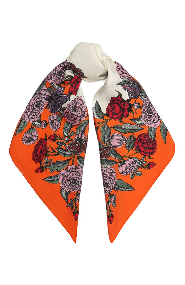 Женский оранжевый шелковый платок VALENTINO купить в интернет-магазине ...