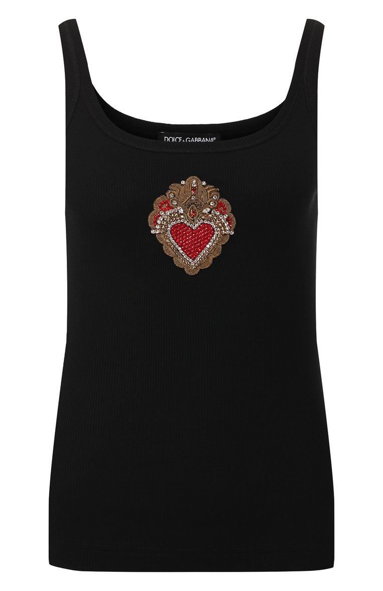 Женская черная хлопковая майка DOLCE & GABBANA купить в интернет ...