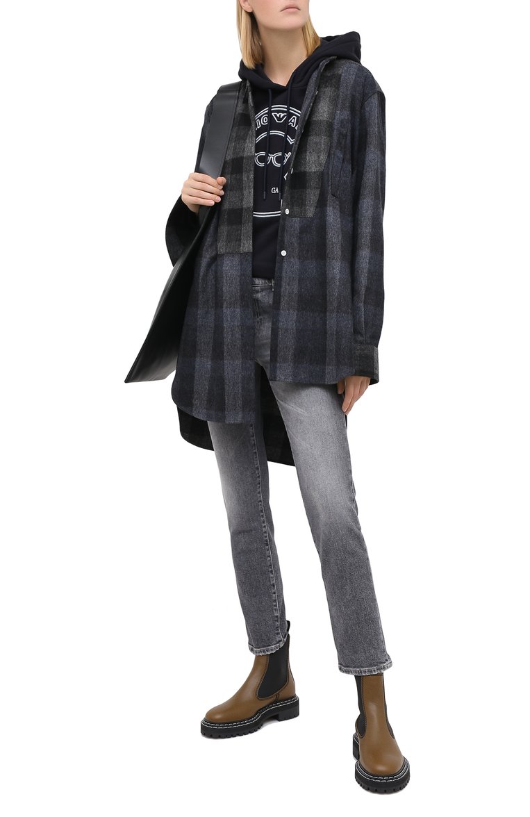 Женский синий хлопковое худи EMPORIO ARMANI купить в интернет-магазине ...