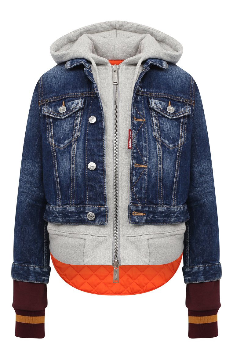 Женская синяя комбинированная куртка DSQUARED2 купить в интернет ...