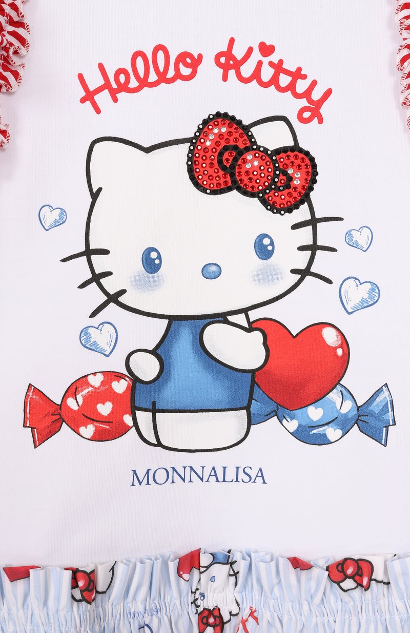 Хлопковое платье MONNALISA голубого цвета для девочек — купить в ...